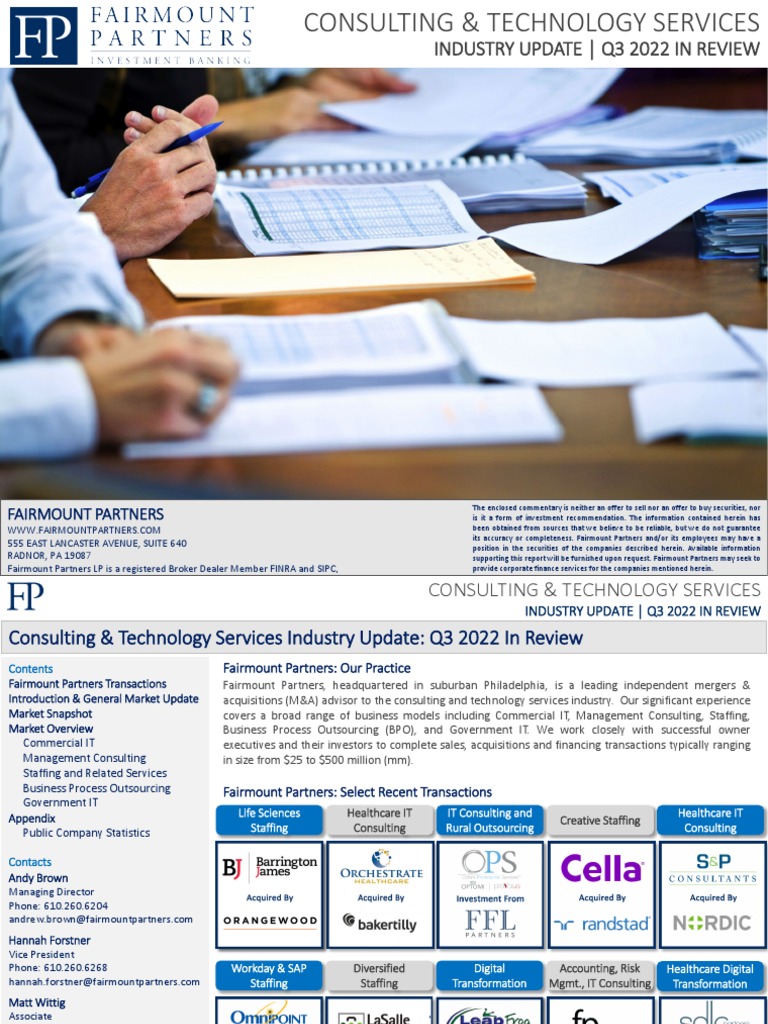 Fairmount Partners - CTS Report Q3 2022 | PDF | Mergers And Acquisitions | Private Equity