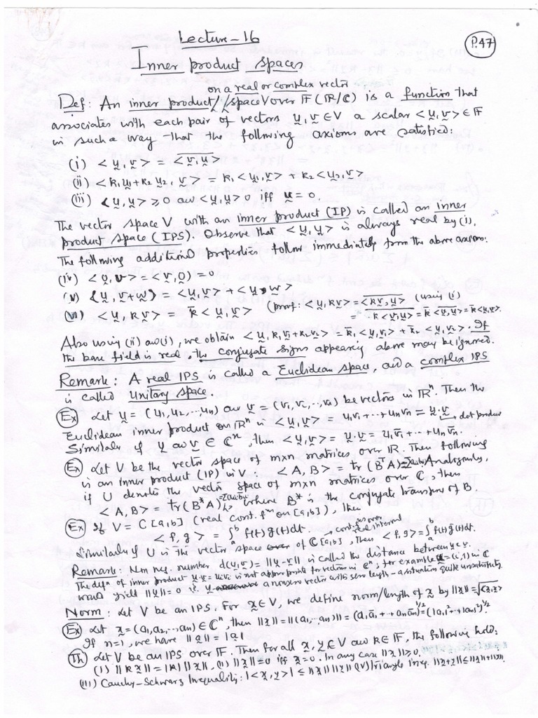 Inner Product Space | PDF