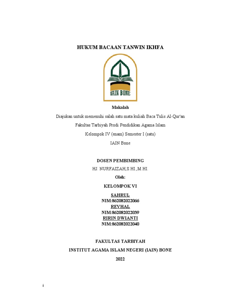 Hukum Bacaan Tanwin Ikhfa | PDF