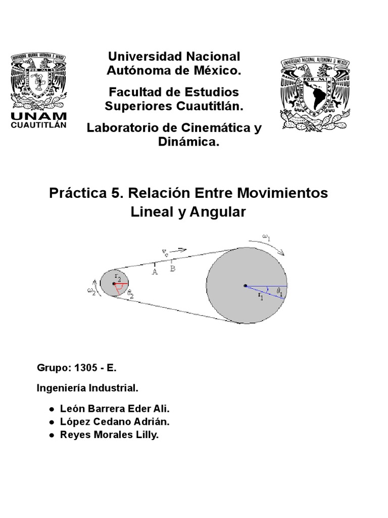 Practica 5. Relación Entre Movimientos Lineal y Angular | PDF ...