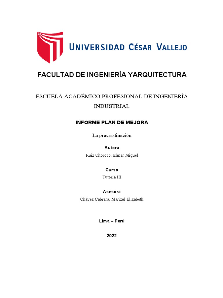 Proyecto+Tutoría+III+-+Elmer Miguel Ruiz Choroco | PDF | Dilación ...
