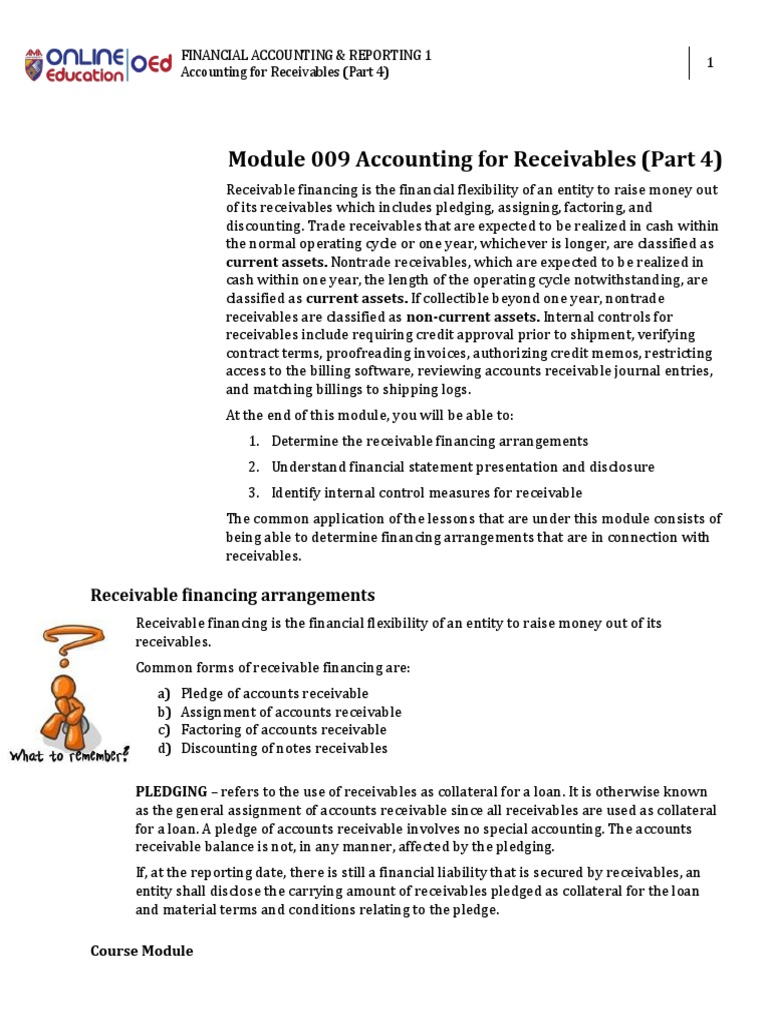 Week 04 - 01 - Module 09 - Accounting For Receivables (Part 4) | PDF | Factoring (Finance ...