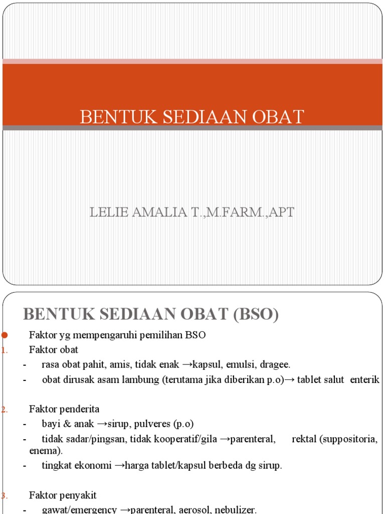Bentuk Sediaan Obat | PDF