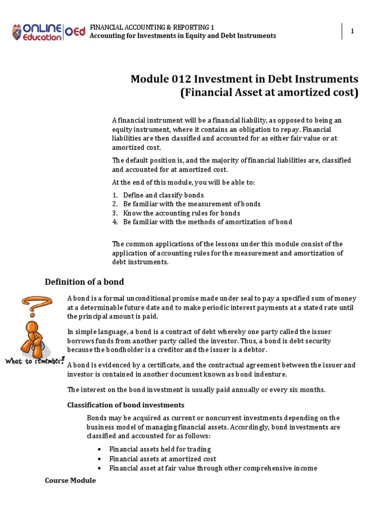 Week 05 - 03 - Module 12 - Investment in Debt Instruments | PDF | Bonds ...