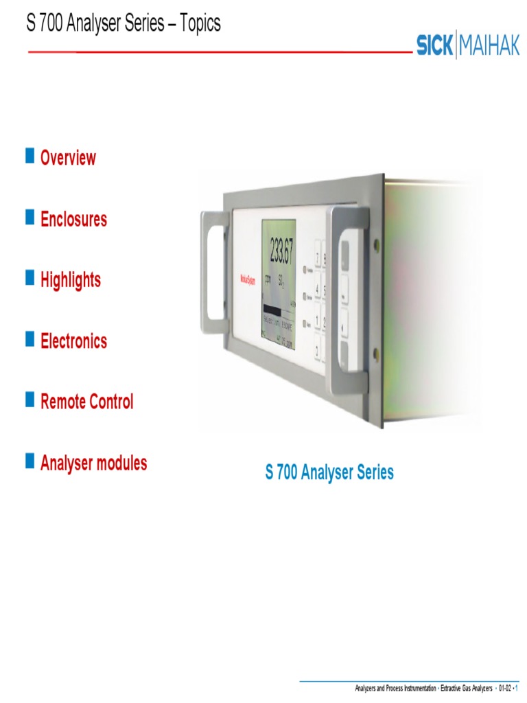 S 700 Analyser Series | PDF | Instrumentation | Calibration