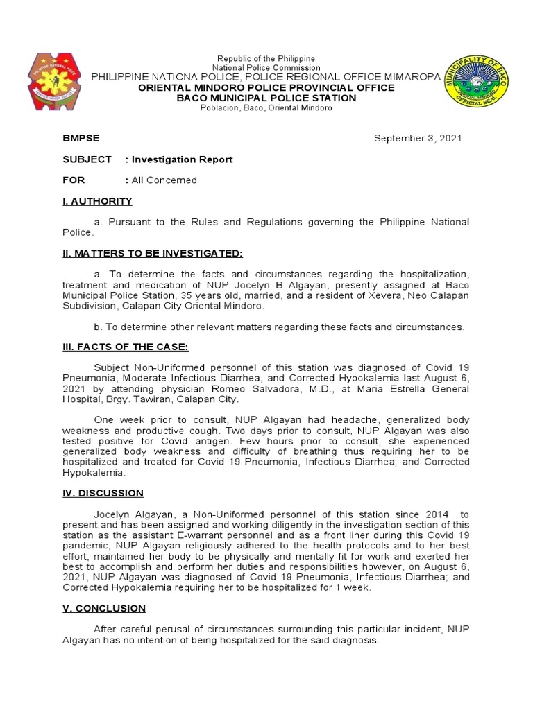 Investigation Report Re Lost of Issued FA PCPL Bugtong | PDF ...
