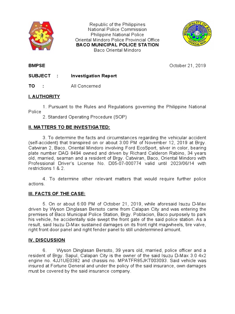 Traffic Accident Investigation Report | PDF | Transport | Vehicles