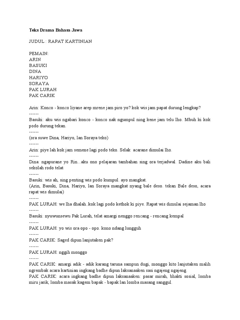 Teks Drama Bahasa Jawa | PDF