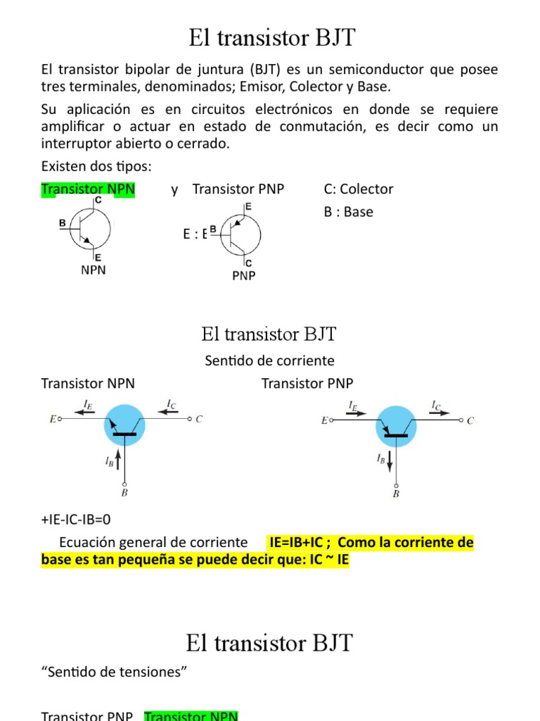 Transistor BJT: Fundamentos y Ejercicios | PDF | Transistor de unión ...