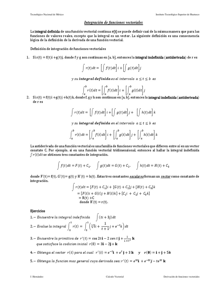 T3 - Integracion de Funciones Vectoriales | PDF | Integral | Vector Euclidiano