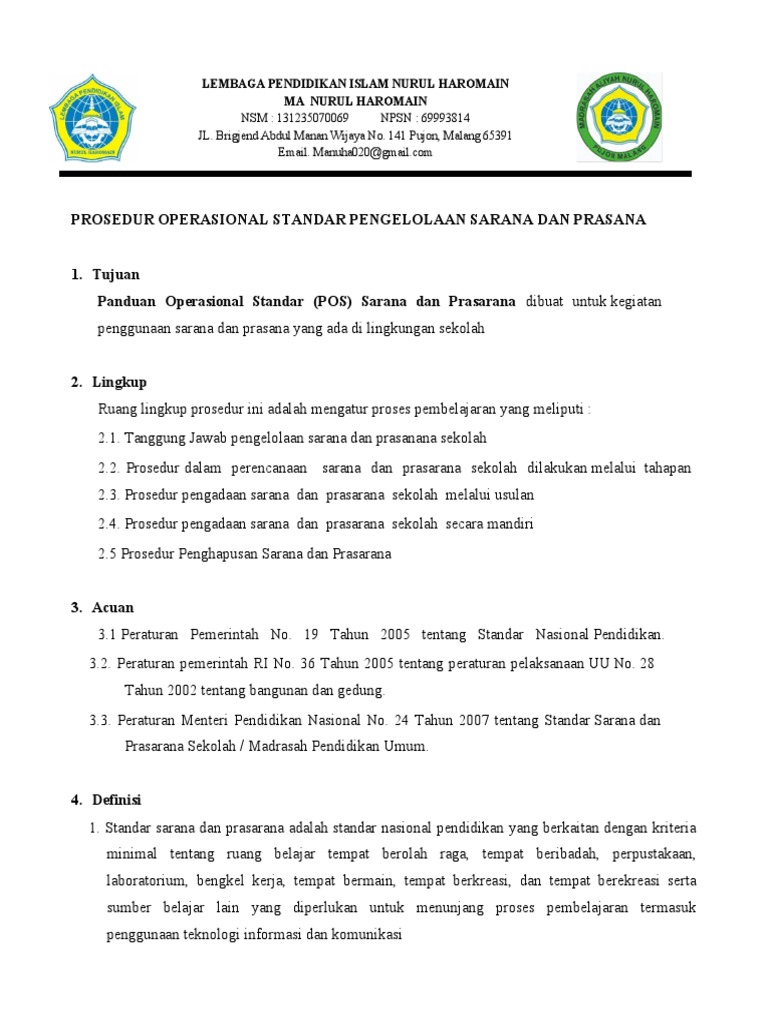 Sop Sarana Dan Prasana | PDF