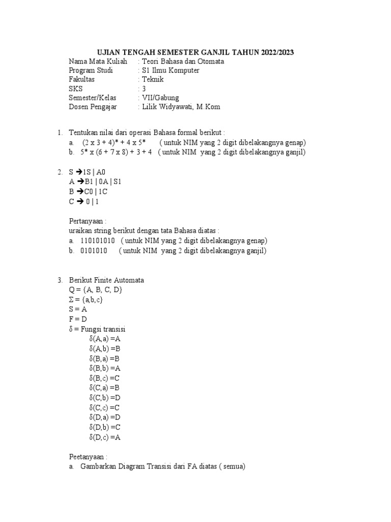 Soal Ujian Uts Tbo | PDF