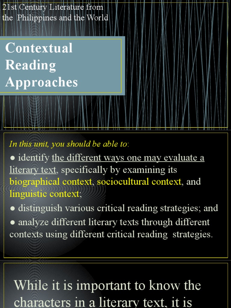 Contextual Reading Approaches | PDF Contextual Reading Approaches | PDF