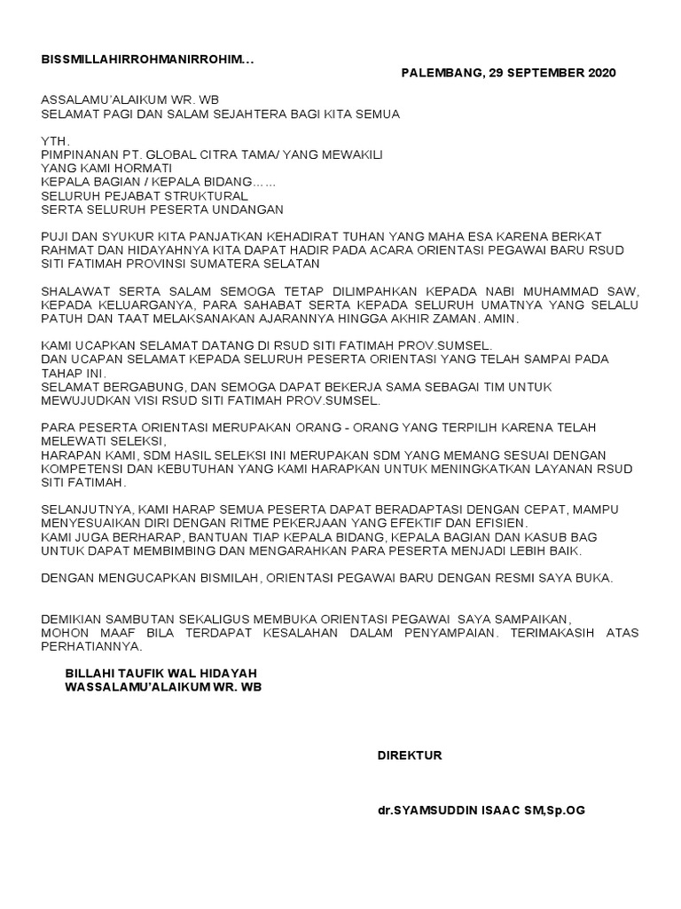 Contoh Sambutan | PDF