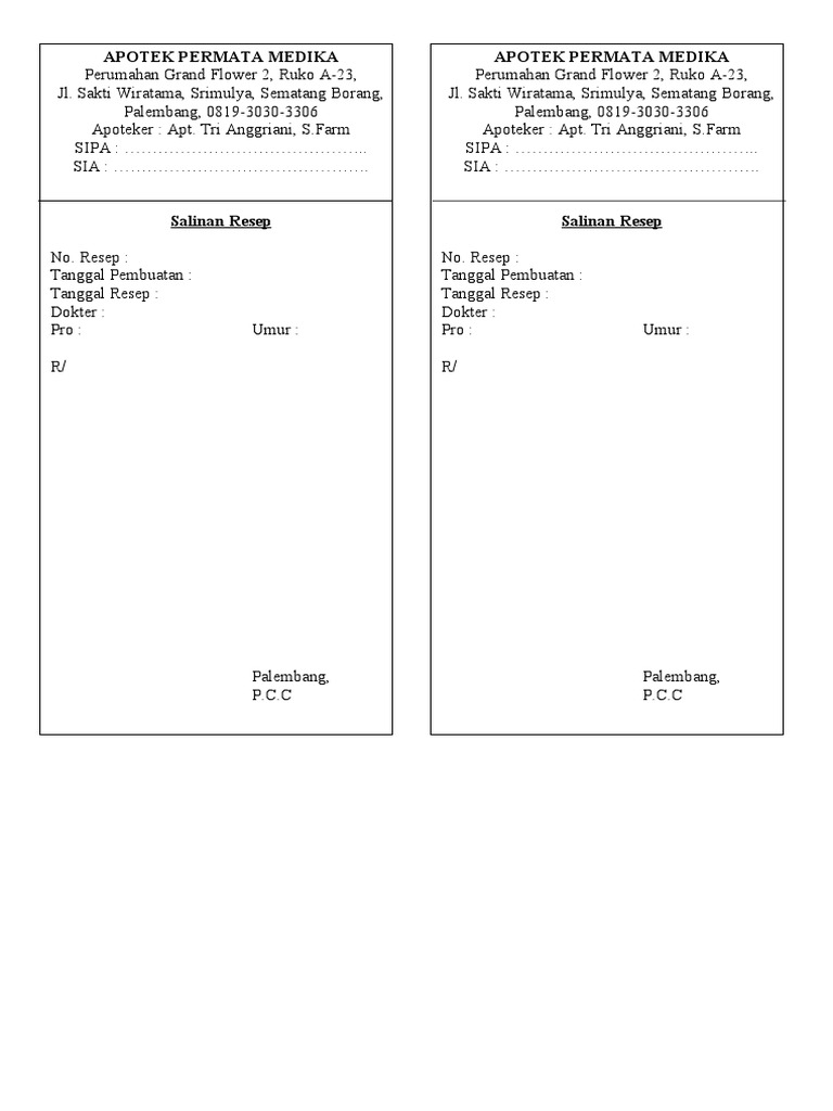 Blanko Salinan Resep | PDF