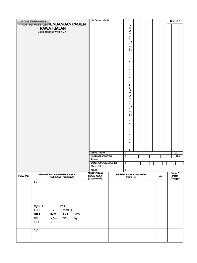 RM 3a Catatan Perkembangan Pasien Rawat Jalan | PDF