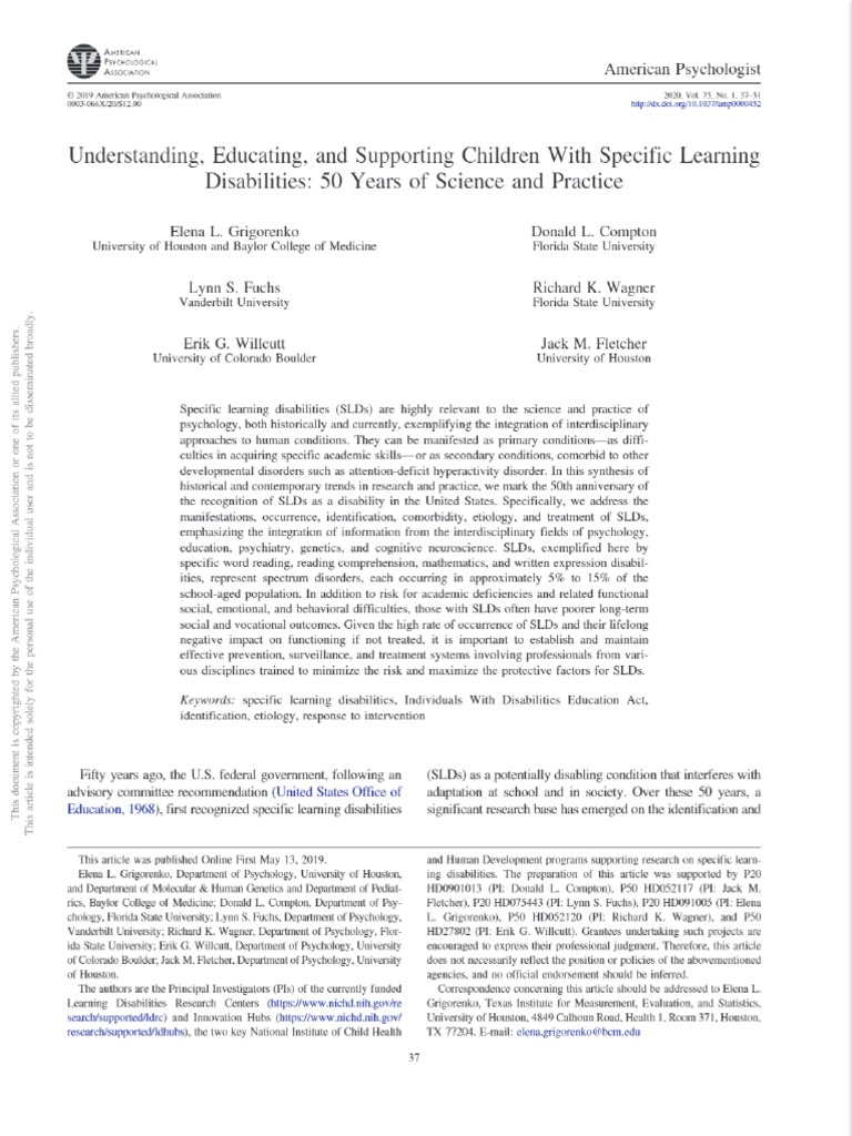 Understanding, Educating, and Supporting Children With Specific ...