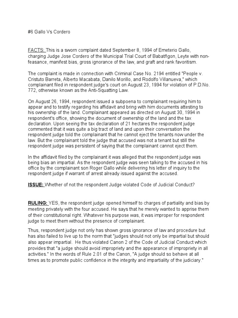 6 Gallo Vs Cordero | PDF | Judiciaries | Judge