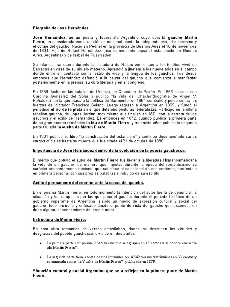 Biografía de José Hernández | PDF