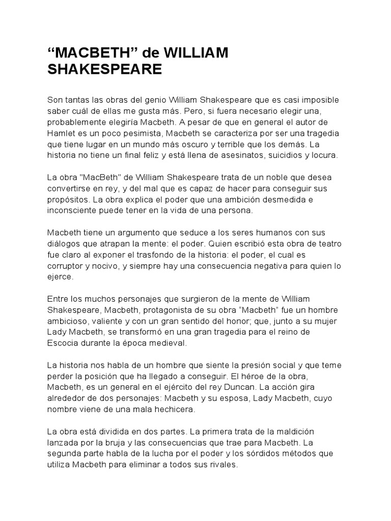 "Macbeth" de William Shakespeare | PDF | Macbeth | William Shakespeare