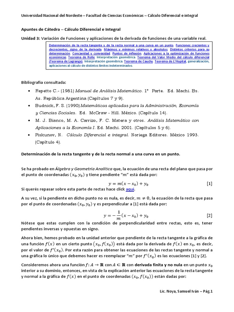 Unidad 3 - Variación de Funciones | PDF | Derivado | Calculo diferencial