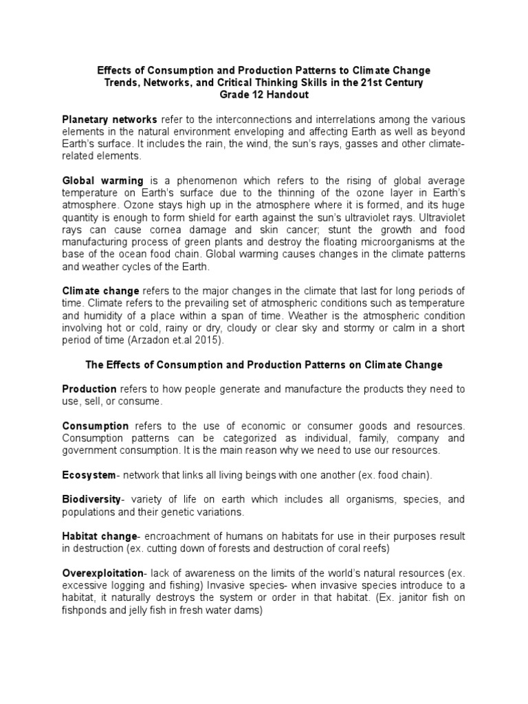 Effects of Consumption and Production Patterns To Climate Change Module ...