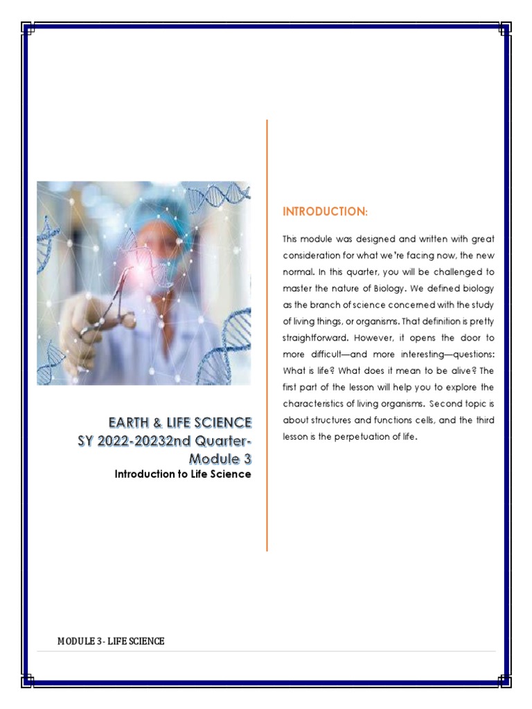 Module 3 Earth & Life Science | PDF | Cell (Biology) | Cell Membrane