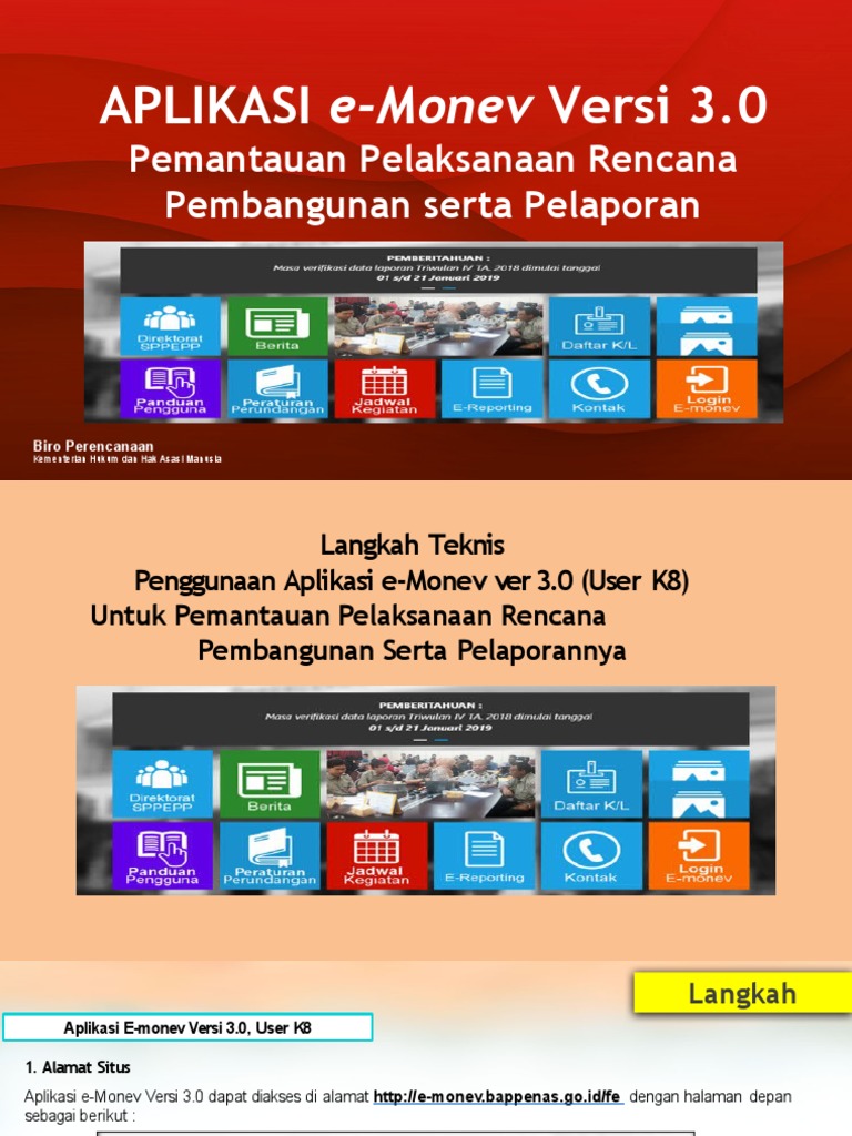 Panduan Aplikasi e-Monev Versi 3.0 | PDF