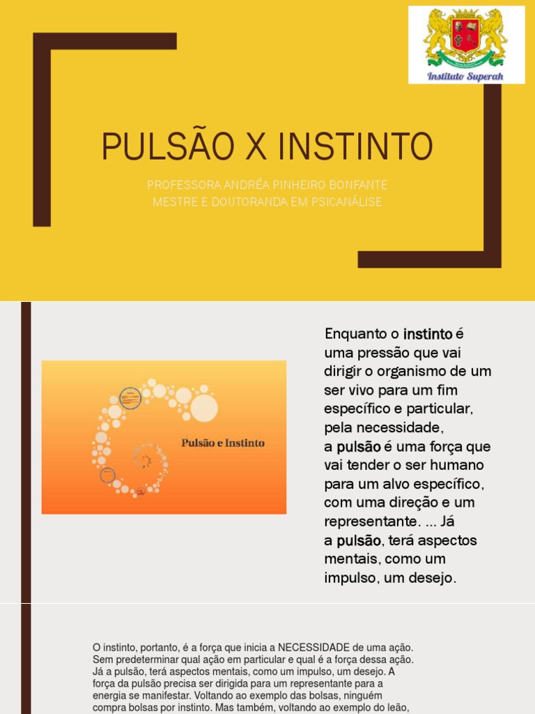 Diferenças entre Pulsão e Instinto | PDF | Sigmund Freud | Amor
