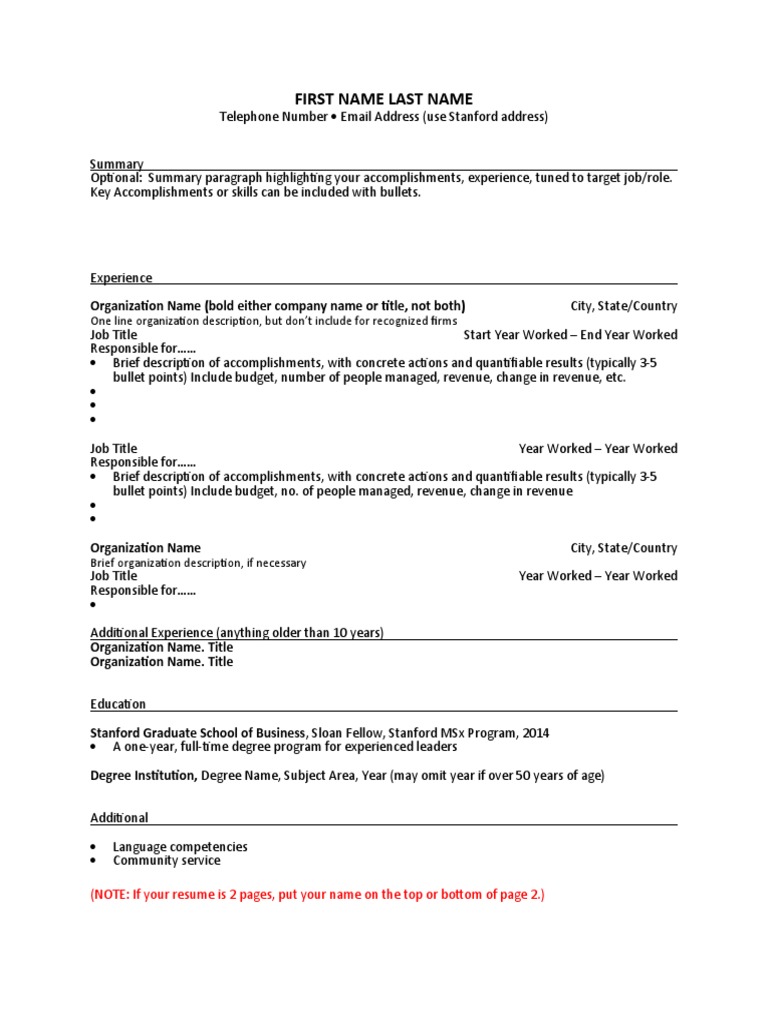 Make A Copy of The Doc - Stanford CV Template | PDF
