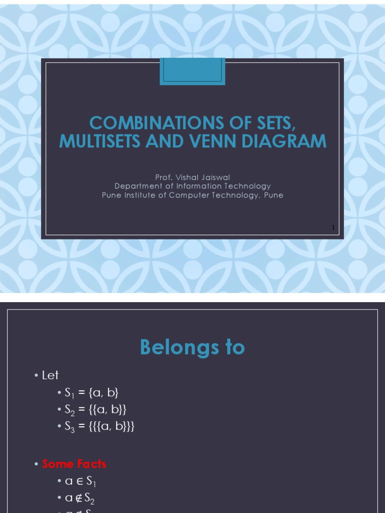 Combinations of Sets, Multisets and Venn Diagram | PDF | Intersection (Set Theory ...