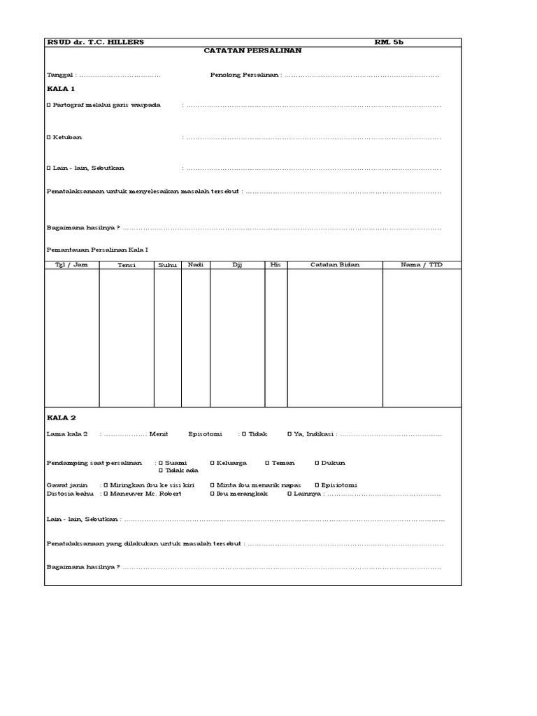 RM 5b (Catatan Persalinan) | PDF