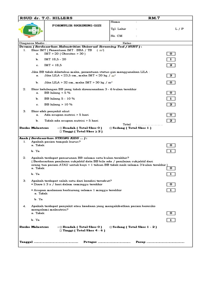 RM 7 (Formulir Skrining Gizi) | PDF