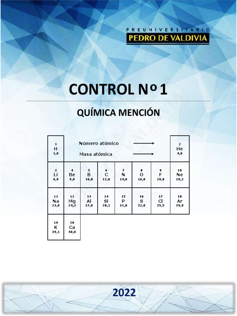 QM - Control N°1-2022 | PDF | Átomos | Núcleo atómico