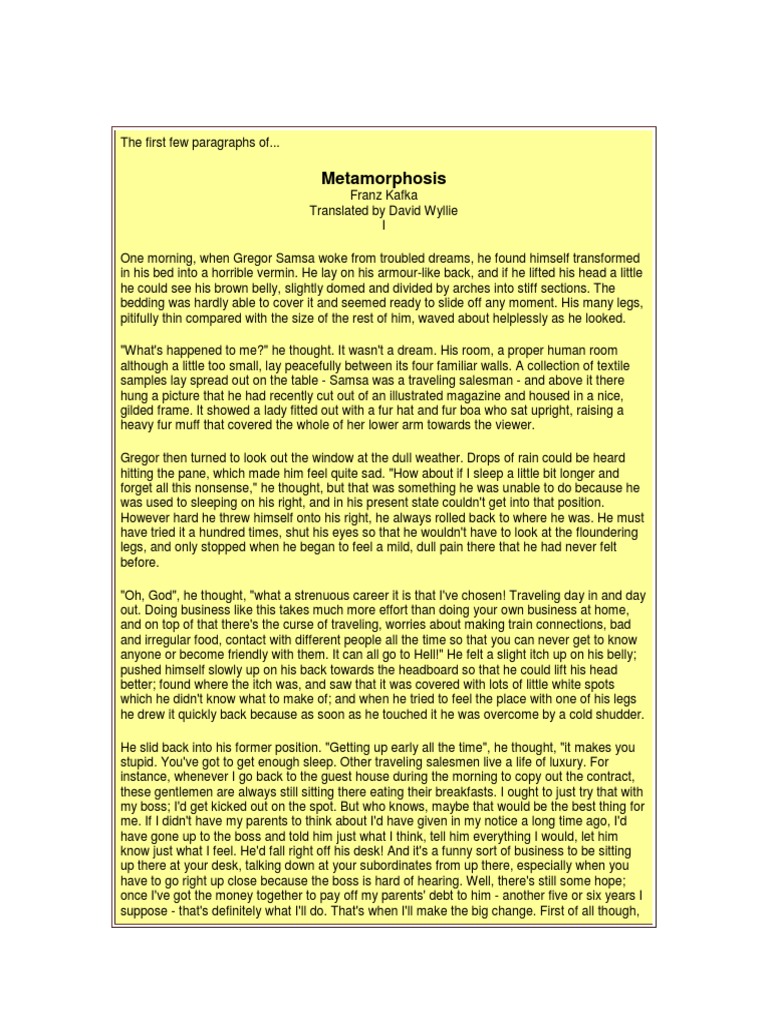 A Horrible Transformation: An Analysis of the Opening Paragraphs of ...