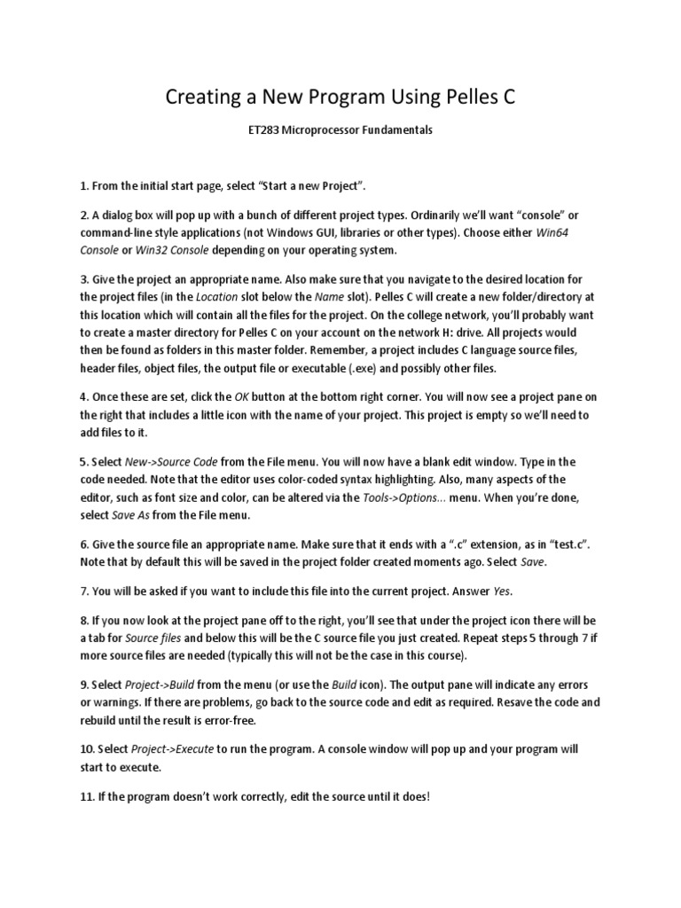 Using Pelles C Pdf Command Line Interface Computer File 9010