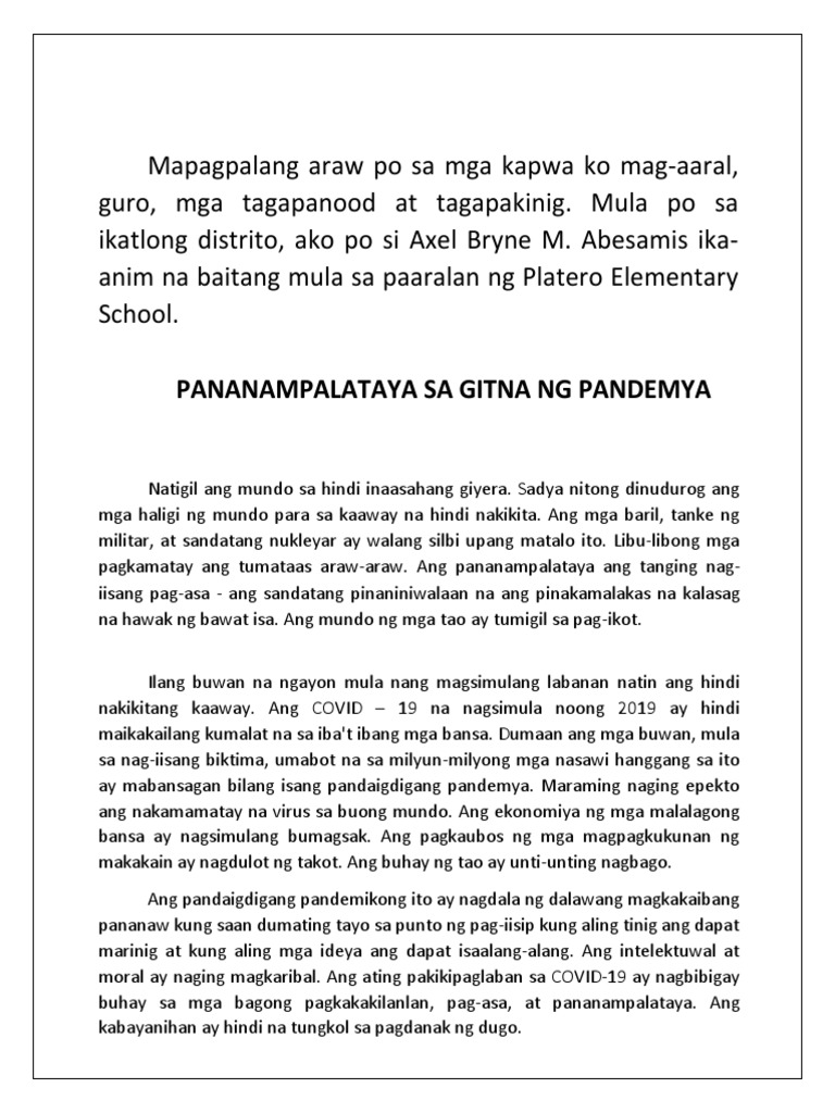 Pananampalataya Sa Gitna NG Pandemya | PDF