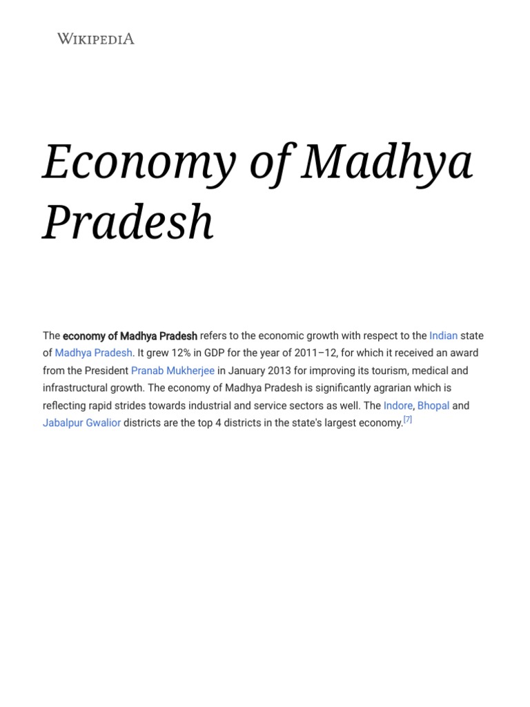 Economy of Madhya Pradesh - Wikipedia | PDF | Economies