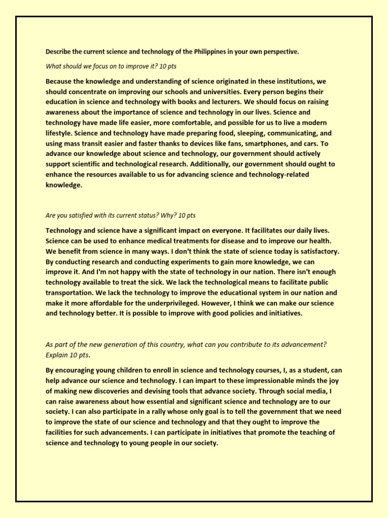 Philippines Science and Technology in Current Times | PDF | Science ...