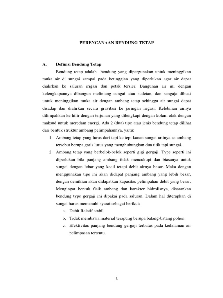 Perencanaan Bendung Tetap | PDF