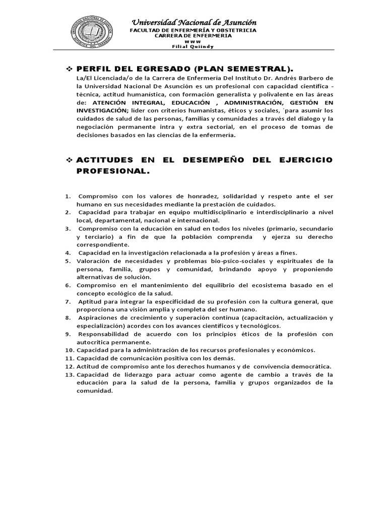 Perfil Del Egresado | PDF | Enfermería