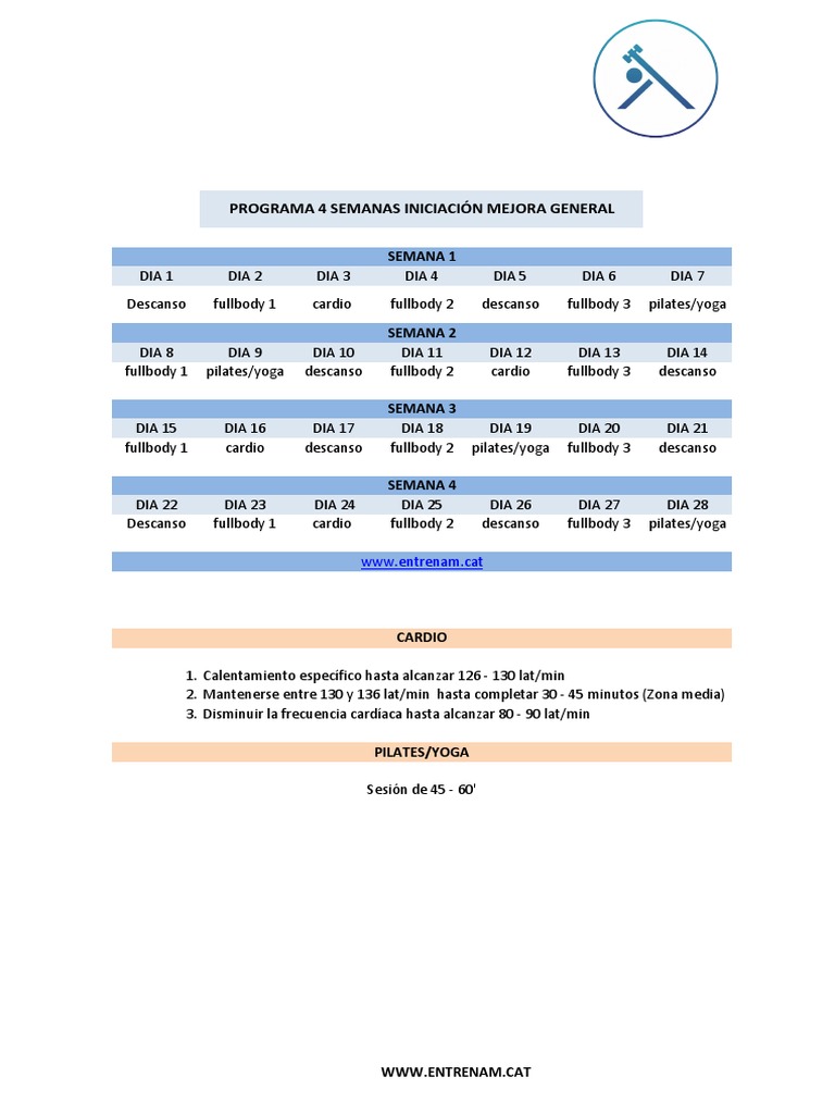Mejora Tu Fisico en 4 Semanas | PDF | Entrenamiento con pesas | Ejercicio físico