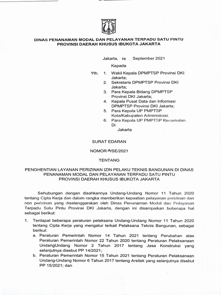 Surat DPMPTSP Tentang Iptb | PDF