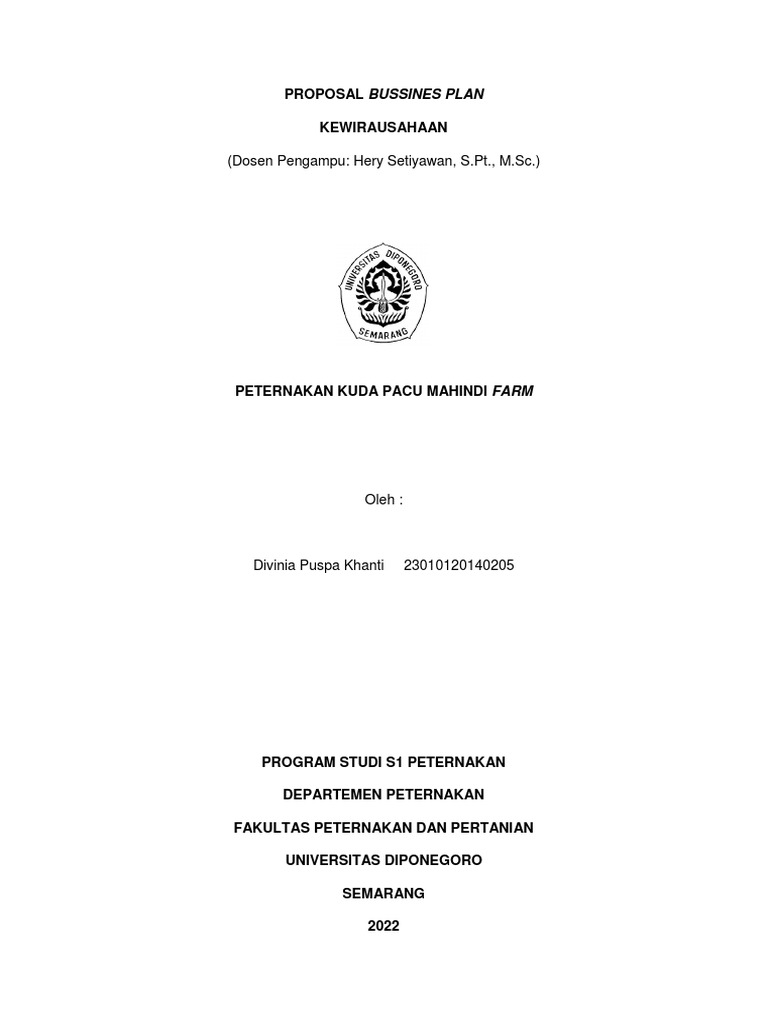 Divinia Puspa Khanti - 23010120140205 - Tugas Proposal Bisnis | PDF