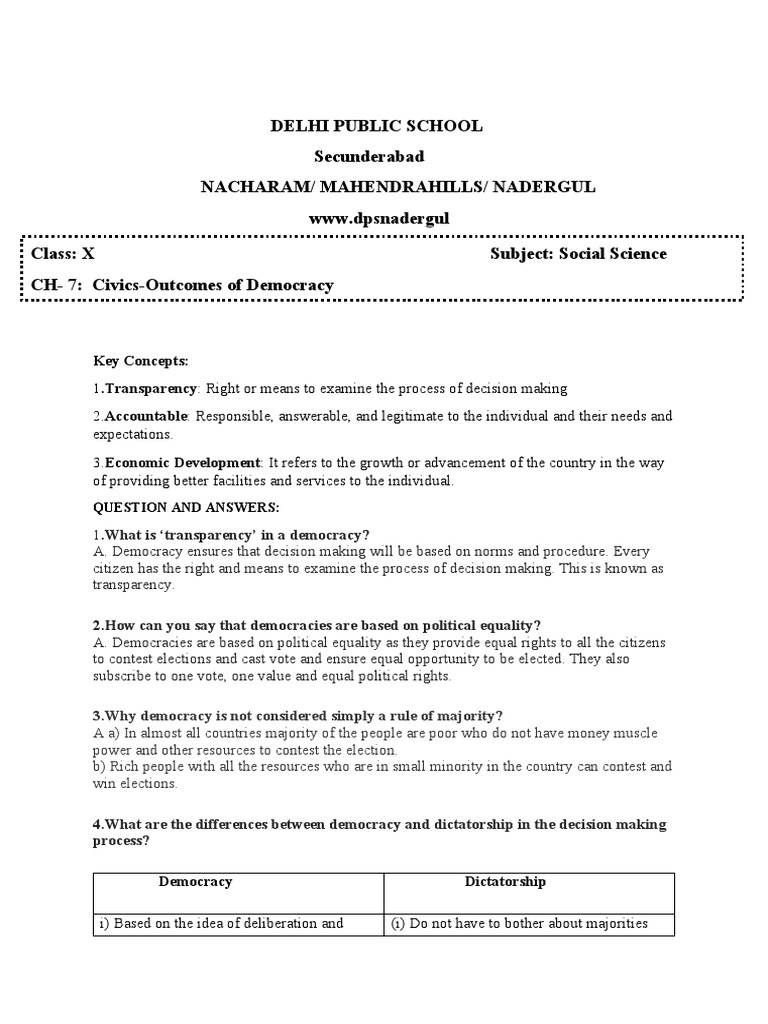 Grade10 Outcomes of Democracy | PDF | Political Ideologies | Democracy