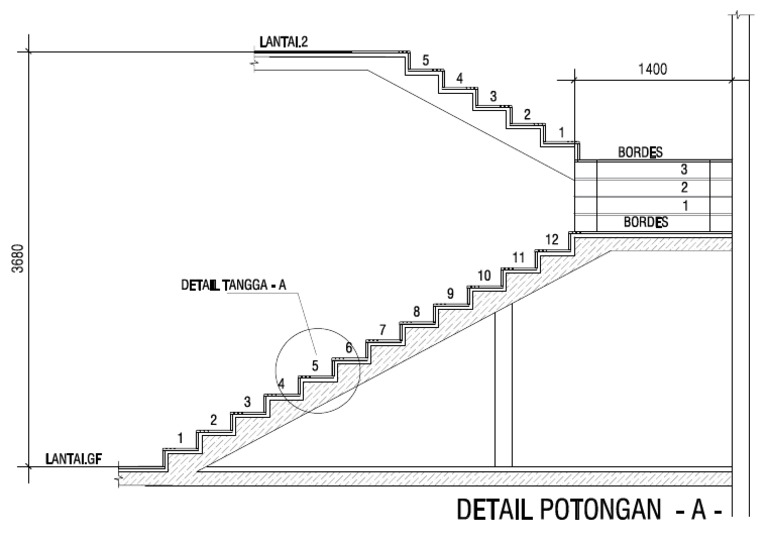Sdw-Detail Tangga Potongan A | PDF