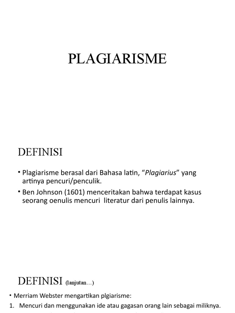 Denifisi Dan Ciri Plagiarisme | PDF