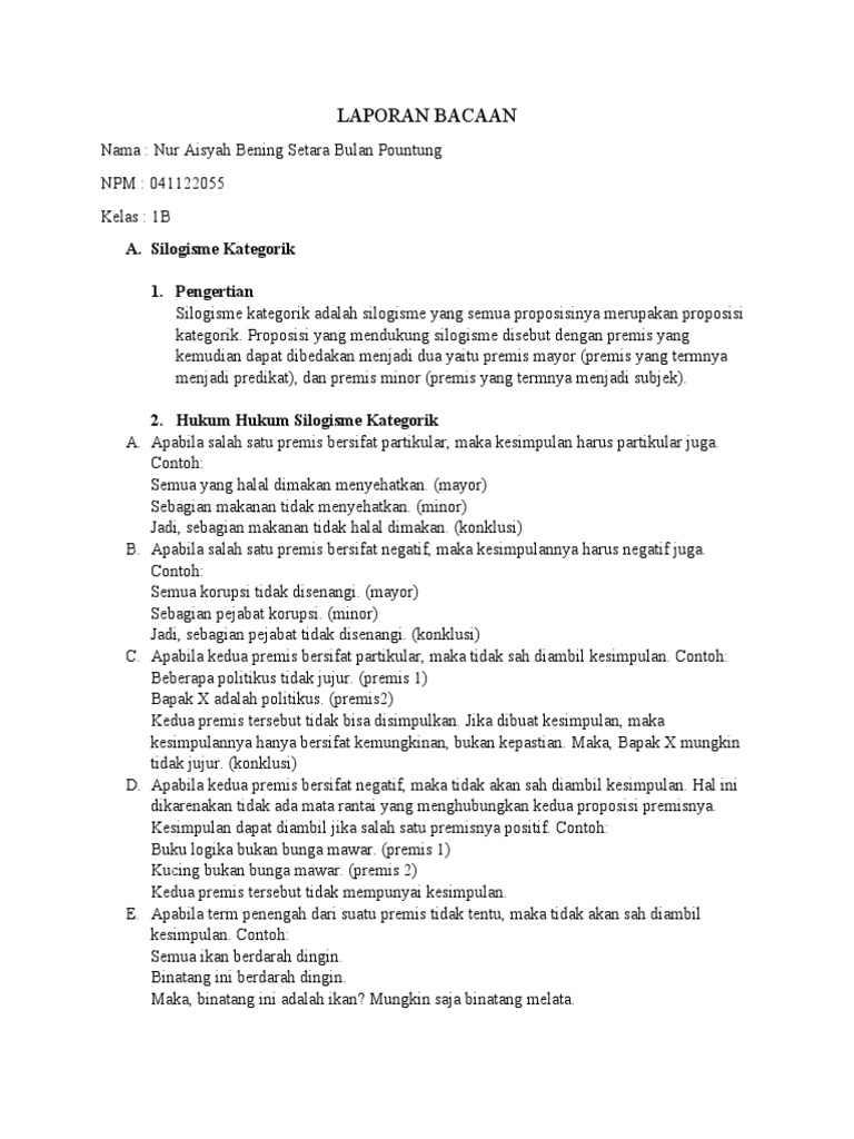 Laporan Bacaan-Logika 2 | PDF