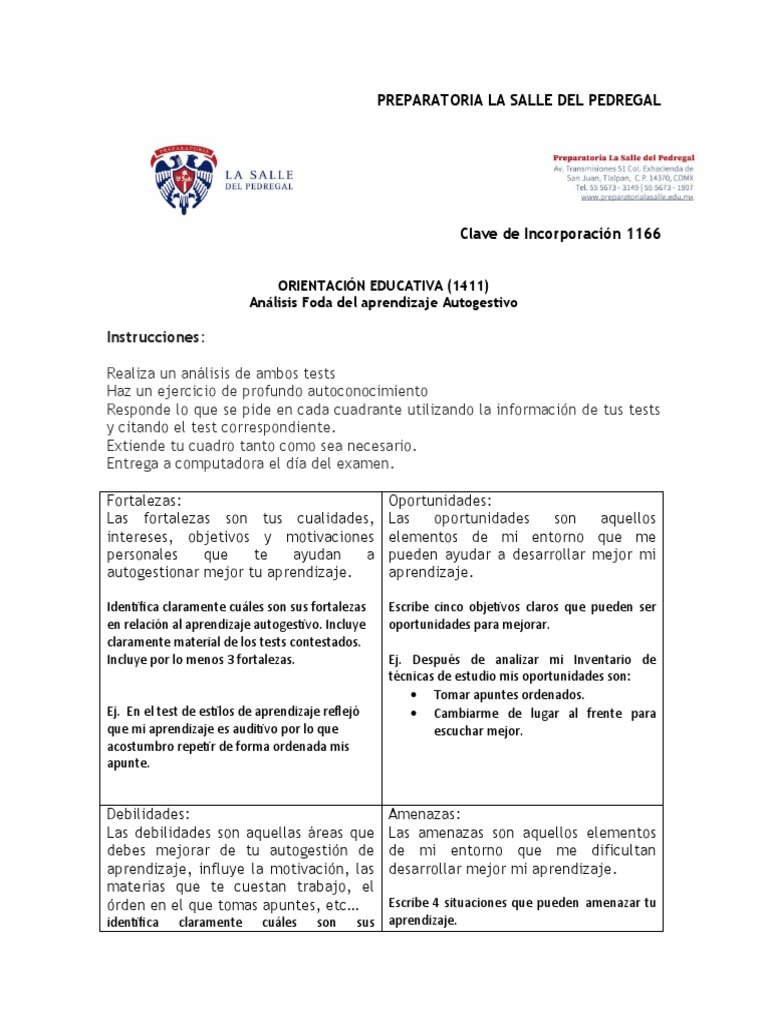 AnÃ¡Lisis Foda Aprendizaje Autogestivo. (Reparado) | PDF | Análisis FODA | Aprendizaje