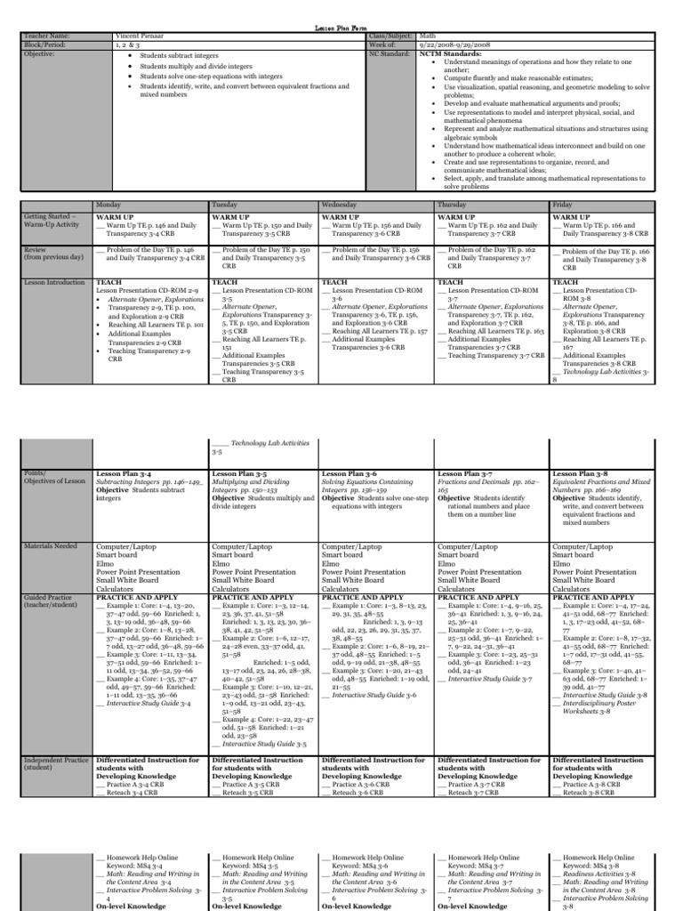 Lesson Plan Week 5 | PDF | Fraction (Mathematics) | Learning
